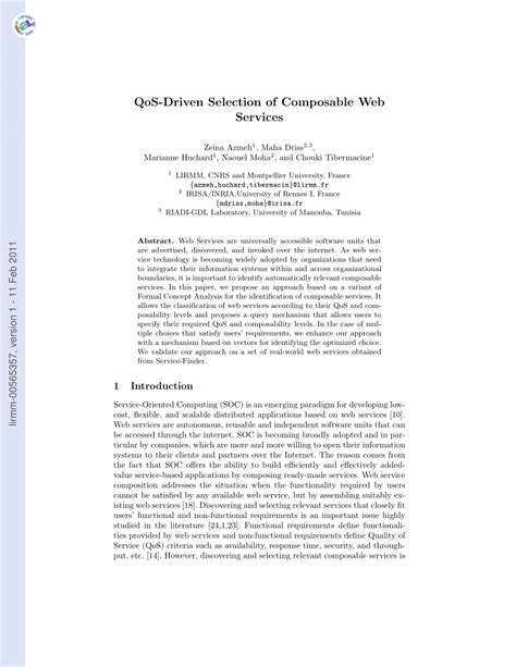Pdf Qos Driven Selection Of Composable Web Services