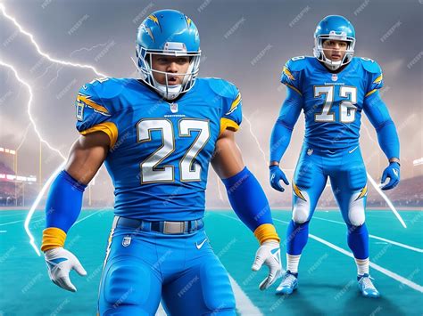 Premium Photo Chargers Football Player In Action Dynamic Uniform Shot