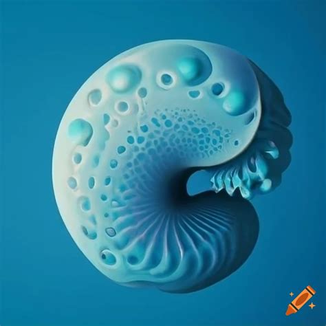Biomorphic Shape With Tentacles On A Sky Blue Background In The Style