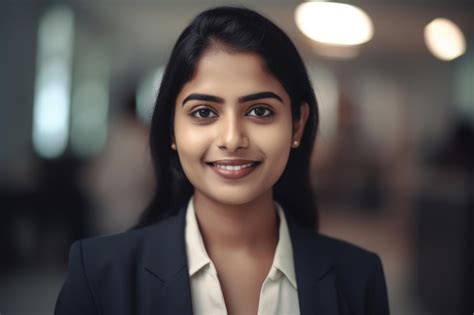 Premium Photo Young Smart Indian Businesswoman Smiling Face Standing