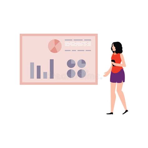 A Girl Is Looking At Different Pie Graphs Stock Illustration Illustration Of Mobile