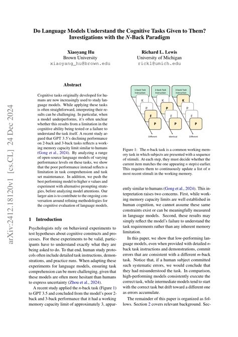 Pdf Do Language Models Understand The Cognitive Tasks Given To Them