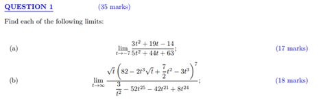 Solved Find Each Of The Following Limits A Chegg