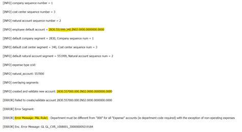 Expense Error Invalid Code Combination — Cloud Customer Connect