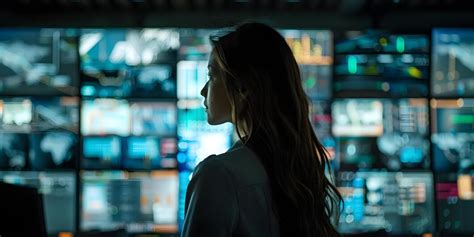 Premium Photo A Female Cybersecurity Analyst Monitors Network Traffic In A Hightech Security
