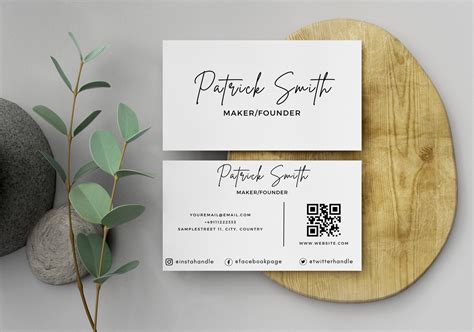 Simple QR Code Business Card Template Instant Download Etsy