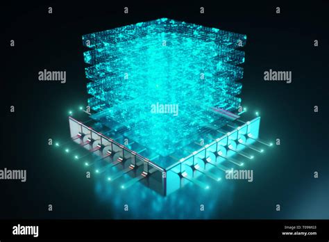 AI Artificial Intelligence CPU Concept Hologram Above CPU Machine Learning CPU On The Board