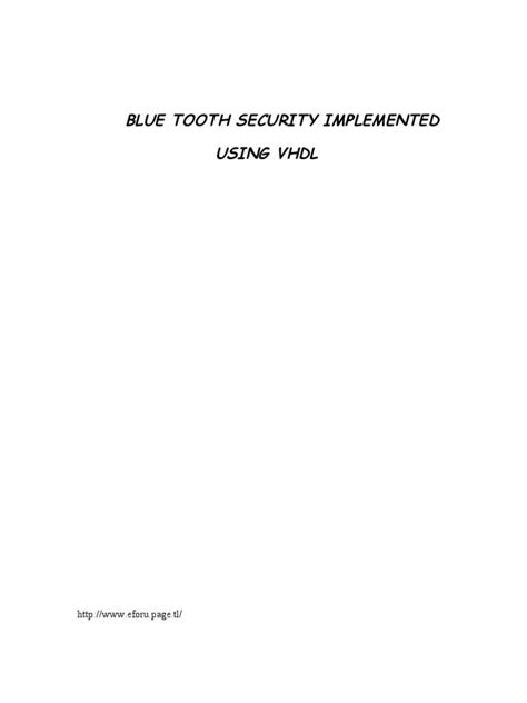 Blue Tooth Security Implemented Using Vhdl Pdf Bluetooth Network