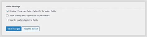 how to disable enhanced select select 2 for select fields