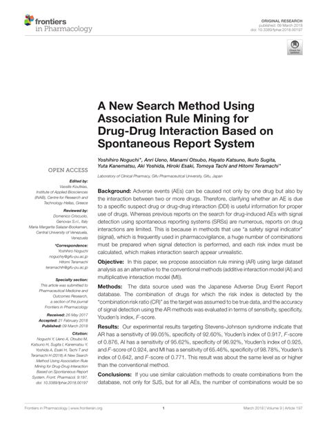 Pdf A New Search Method Using Association Rule Mining For Drug Drug Interaction Based On
