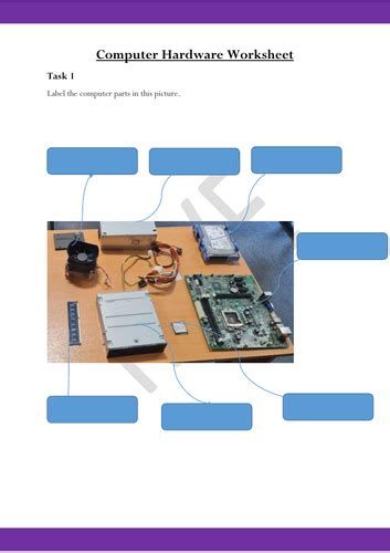 Computer Hardware Worksheet Teaching Resources