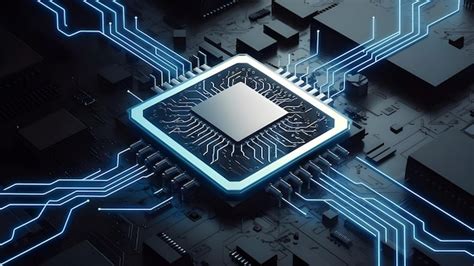 Abstract Ai Circuit Board Background Technology Connected Blue Lines With Electronics Elements