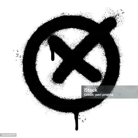 스프레이 페인티드 그래피티 사인 No 스프레이 흰색 배경으로 격리 그래피티 글꼴 X는 흰색 위에 검은색으로 오버레이 스프레이를 사용합니다 0명에 대한 스톡 벡터 아트 및