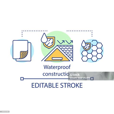 방수 건설 코팅 컨셉 아이콘입니다 방수 집 건축 자재 아이디어 얇은 라인 그림입니다 소수성 왁스 물질 벡터 절연 윤곽선 도면 편집 가능한 스트로크 0명에 대한 스톡 벡터