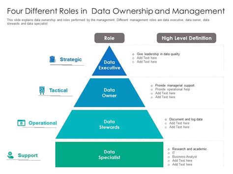 Four Different Roles In Data Ownership And Management Presentation