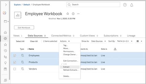 Create Extracts On The Web Tableau