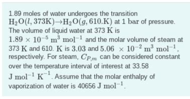 Solved Calculate Q W Delta U And Delta H Chegg Com