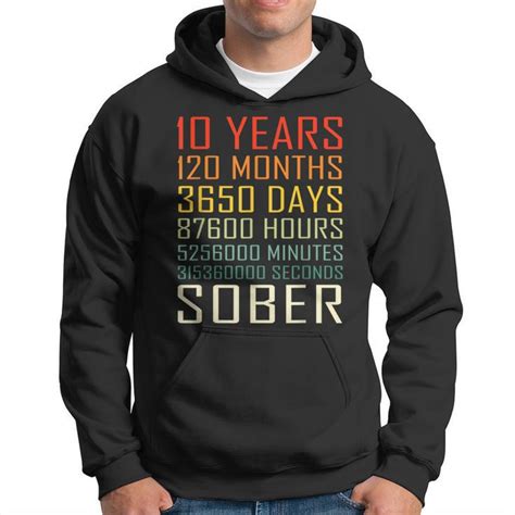 10 Year Sobriety Anniversary Vintage 10 Years Sober Hoodie Seseable