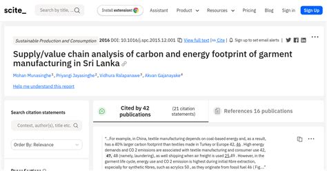 Supplyvalue Chain Analysis Of Carbon And Energy Footprint Of Garment Manufacturing In Sri Lanka