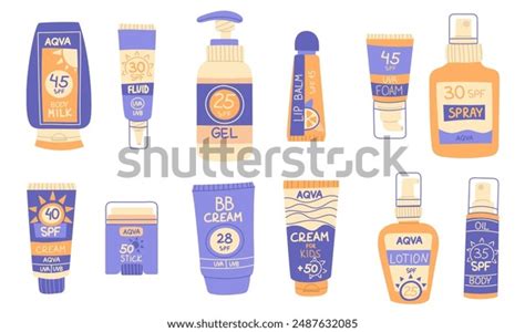 Spf 보호 화장품 세트 햇빛으로부터 보호합니다 스톡 벡터로열티 프리 2487632085 Shutterstock