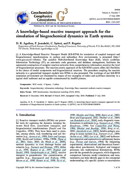 Pdf A Knowledge Based Reactive Transport Approach For The Simulation Of Biogeochemical