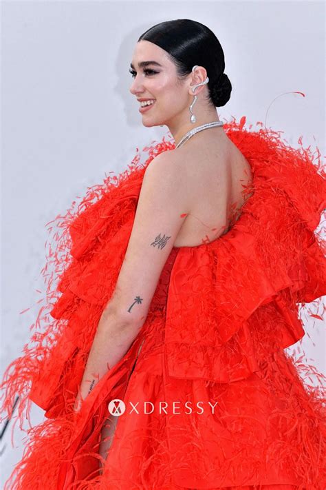 Dua Lipa Red Feathered One Shoulder Gown 2019 Cannes Xdressy