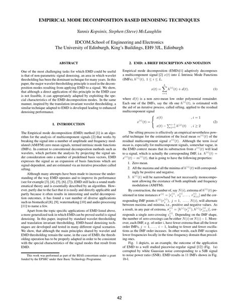 Pdf Empirical Mode Decomposition Based Denoising Techniques