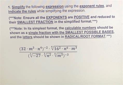 Solved 1 Simplify The Following Expression Using The