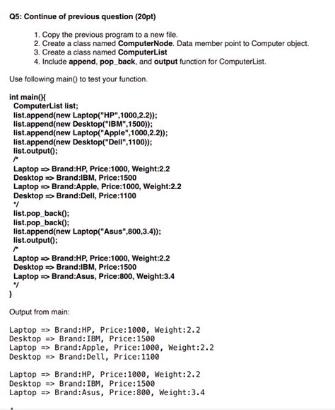 Q5 Continue Of Previous Question 20pt 1 Copy The