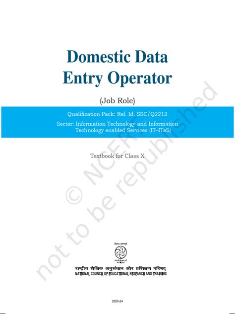 Domestic Data Entry Operator English Class 10 Pdf Vocational Education Paragraph