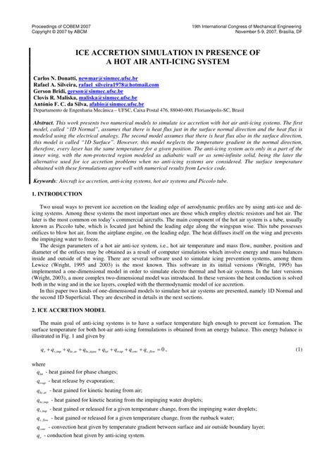 Pdf Ice Accretion Simulation In Presence Of A Hot Air Anti Icing System