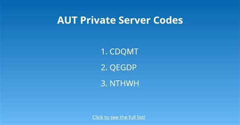 20 A Universal Time Aut Private Server Codes Followchain