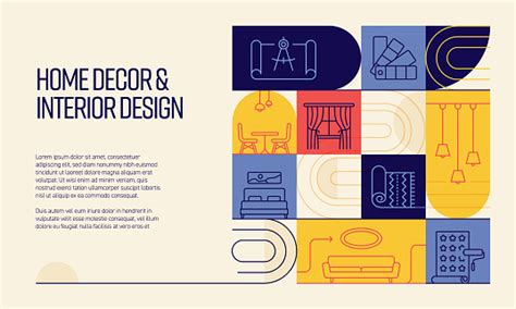 라인 아이콘이 있는 홈 데코레이션 및 인테리어 디자인 관련 디자인 간단한 윤곽선 기호 아이콘입니다 소파에 대한 스톡 벡터 아트 및 기타 이미지 Istock