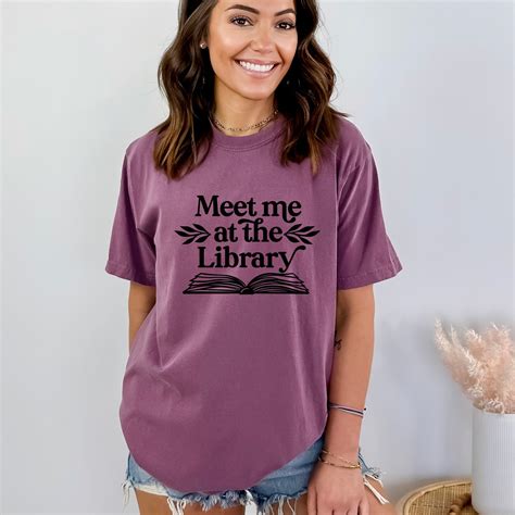 Meet Me At The Library Vintage Scripted Librarian Reading T Inspire