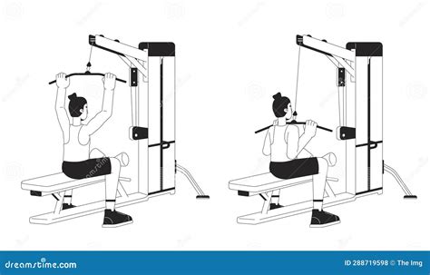 Lat Pulldown Machine Illustrations Cartoon Vector 297343275