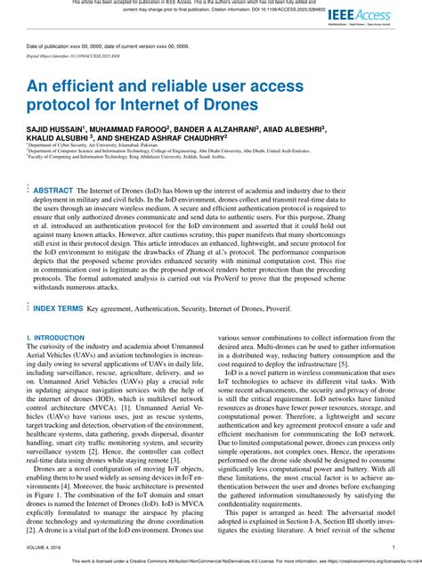 Pdf An Efficient And Reliable User Access Protocol For Internet Of Drones