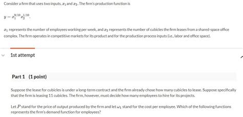 solved consider a firm that uses two inputs x1 and x2 the