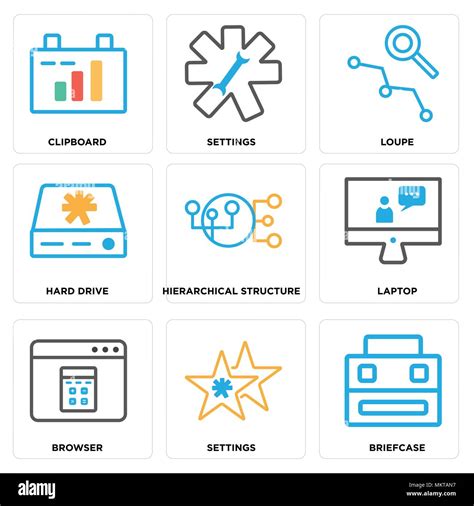 Set Of 9 Simple Editable Icons Such As Briefcase Settings Browser