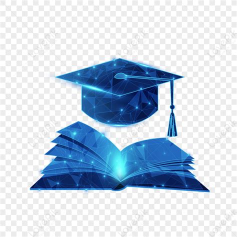 낮은 폴리 와이어 프레임 일러스트 온라인 교육 블루 스테레오 학사모서적미래 Png 일러스트 무료 다운로드 Lovepik