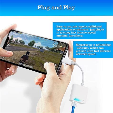 Lightning To Ethernet Adapter [compatible With Apple Mfi Certified] 2 In 1 Rj45 Ethernet Lan