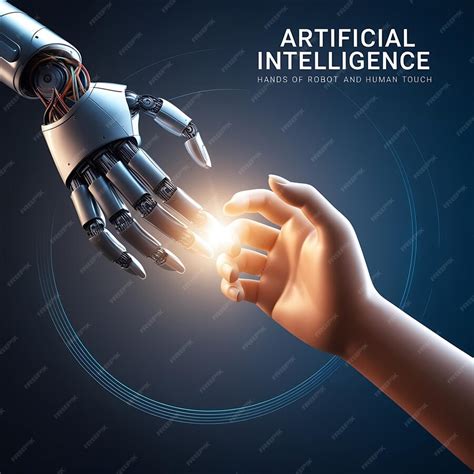 Hands Of Robot And Human Touch Premium Ai Generated Image