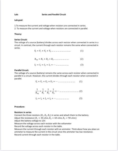 Solved Lab Series And Parallel Circuit Lab Goal To Chegg Com