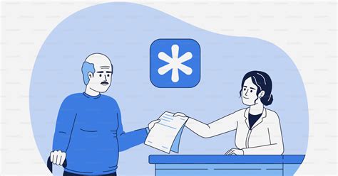 병원 접수 데스크 2d 벡터 격리 선형 그림입니다 만화 배경에 얇은 선 플랫 캐릭터 모바일 웹사이트 프레젠테이션을 위한 다채로운 편집 가능한 장면 Bebas