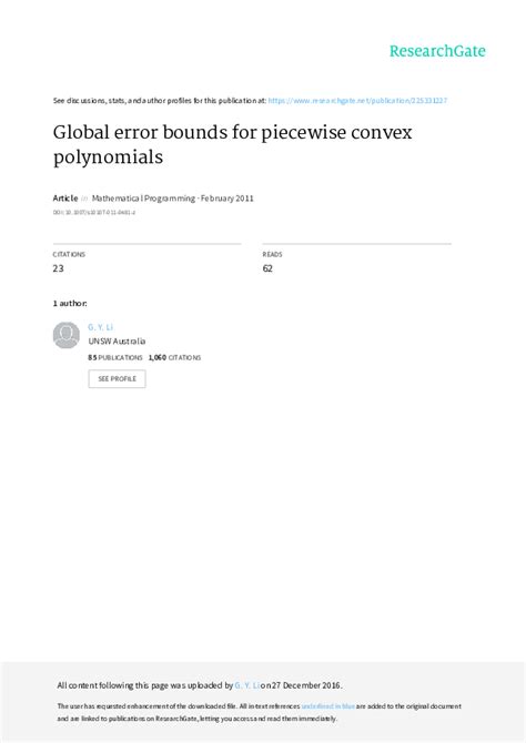 Pdf Global Error Bounds For Piecewise Convex Polynomials Guoyin Li