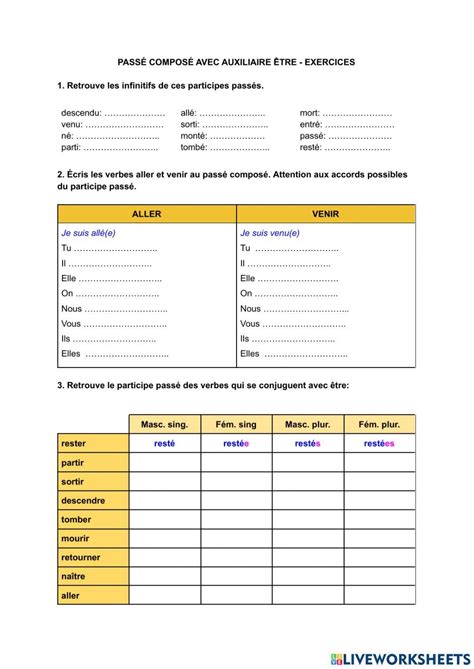 Exercices PassÉ ComposÉ Être 2939054 Frances2esobil