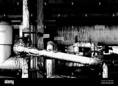 Pipeline And Pipe Rack Of Petroleum Industrial Plant Offshore Industry Oil And Gas Production