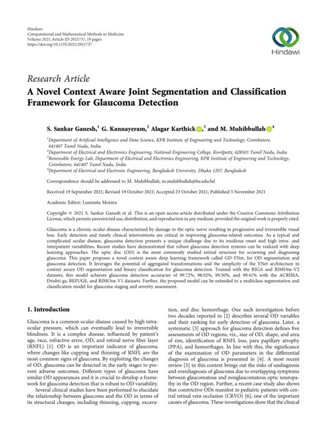 Pdf A Novel Context Aware Joint Segmentation And Classification Framework For Glaucoma Detection