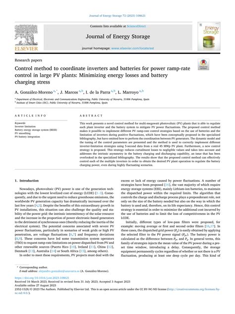Pdf Control Method To Coordinate Inverters And Batteries For Power