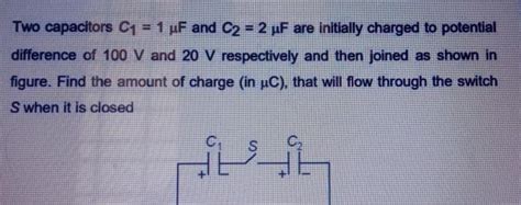 [answered] Two Capacitors C 1 F And C2 2 F Are Initially Charged To