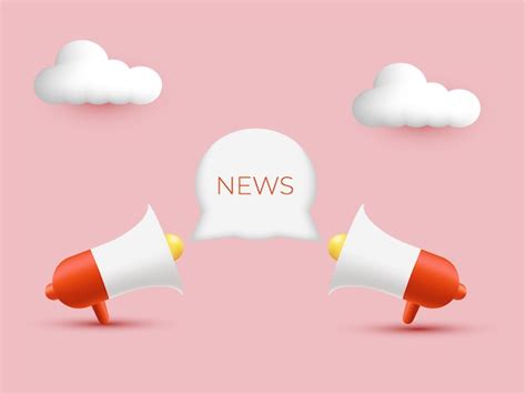 현실적인 터 뉴스 개념 마케팅 시간 3d 크리에이티브 배경에 고립 프리미엄 벡터